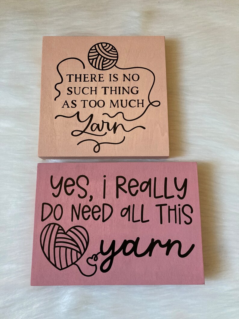 Yarn Lovers Wooden Sign Collection, Knitter Decor, Crocheting Sign ...