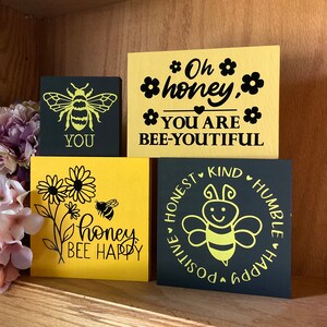 Bee Happy Wooden Sign Collection, Summer Decor, You Are Bee Utiful Pun ...