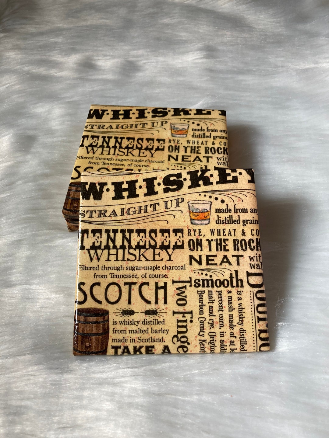 Whiskey Smooth Coasters, Set of 4, Repurposed Coasters, Napkin Coasters ...