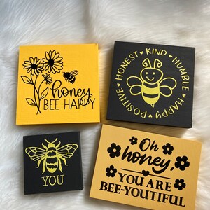 Bee Happy Wooden Sign Collection, Summer Decor, You Are Bee Utiful Pun ...