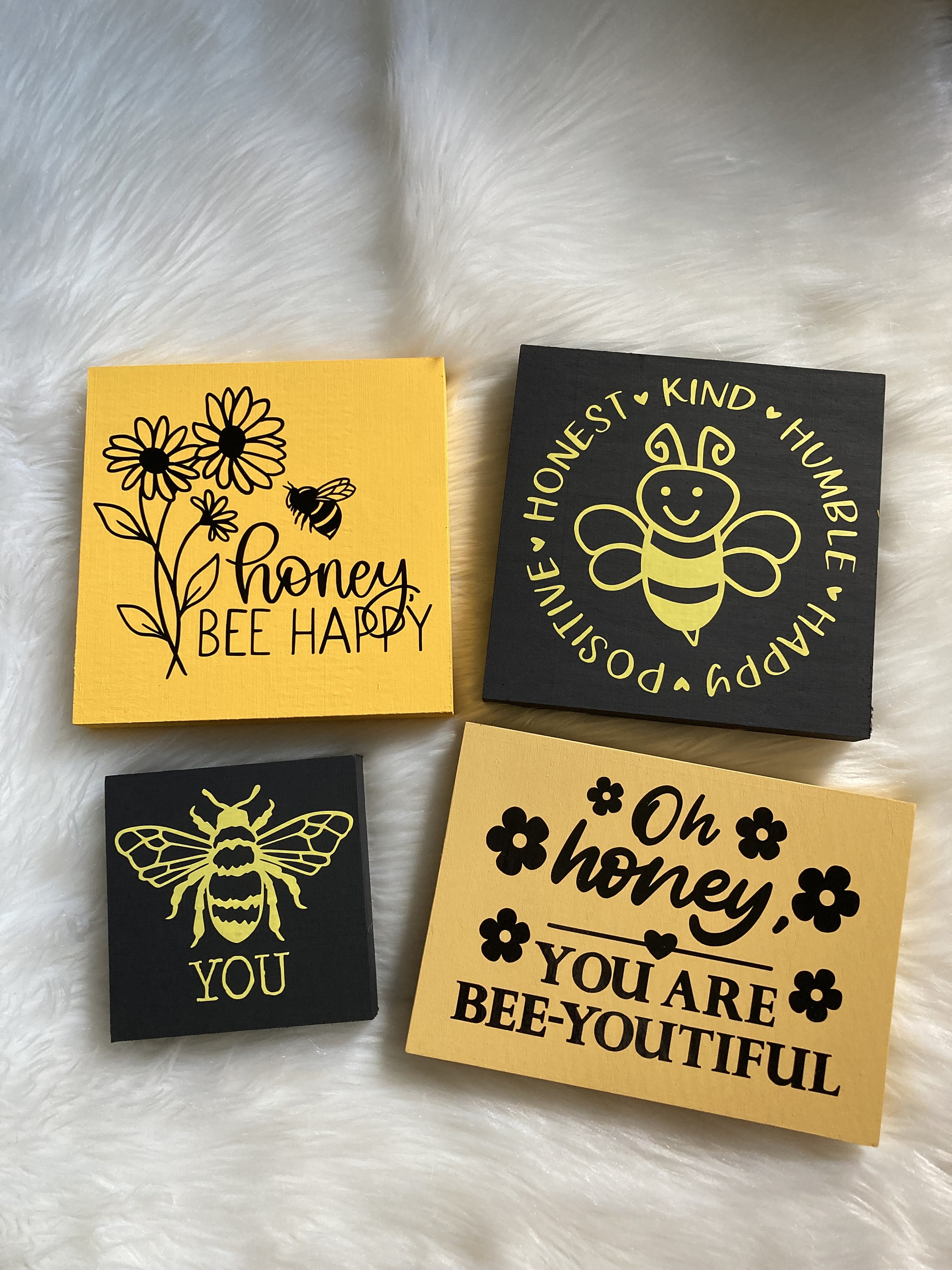 Bee Happy Wooden Sign Collection, Summer Decor, You Are Bee Utiful Pun ...