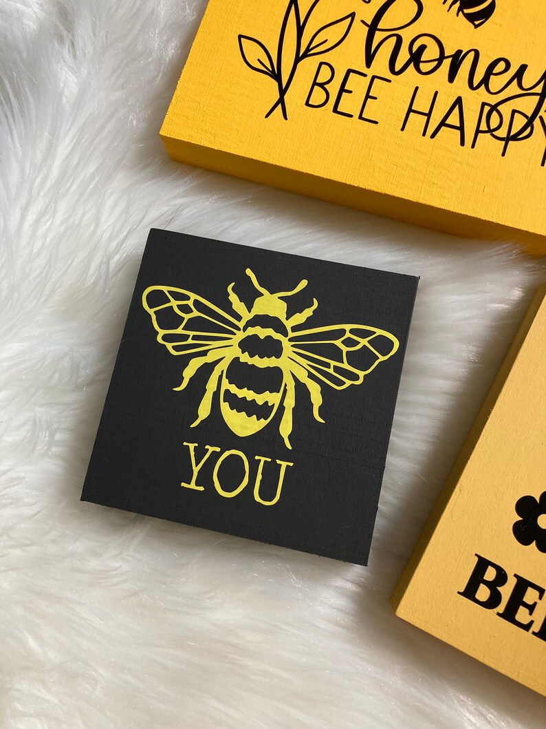 Bee Happy Wooden Sign Collection, Summer Decor, You Are Bee Utiful Pun ...
