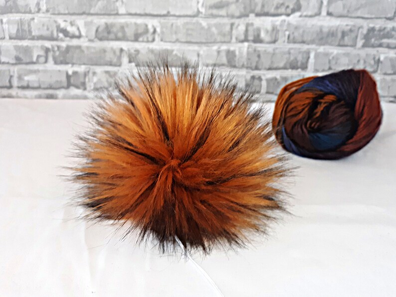 ROBIN Amber Faux Fur Pom | Rust Orange Small Medium Large | Vegan ...