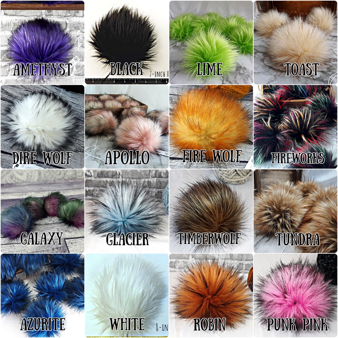 Bulk Faux Fur Pom Pom 10 Pack, Small Medium Large, Fake Fur Pom Pom ...