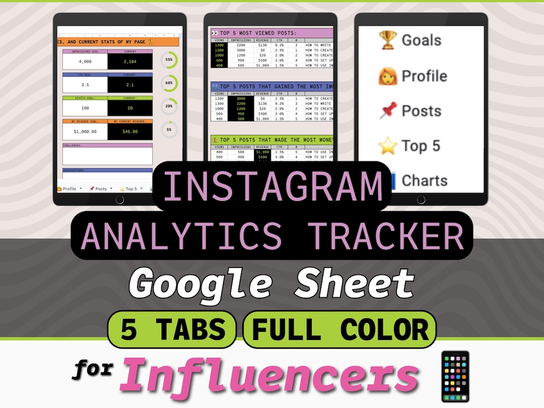 Social Media Influencer Google Sheet Analytics Tracker for Tracking ...