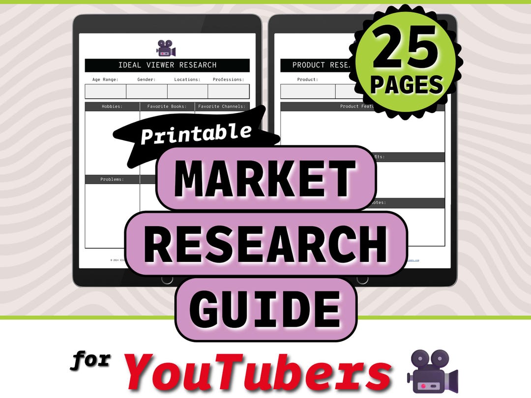 Youtube Channel Market Research, Guide for Youtubers PDF Printable ...