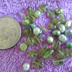 Vintage Pink and Green Buttons and Gemstone Beads - Etsy