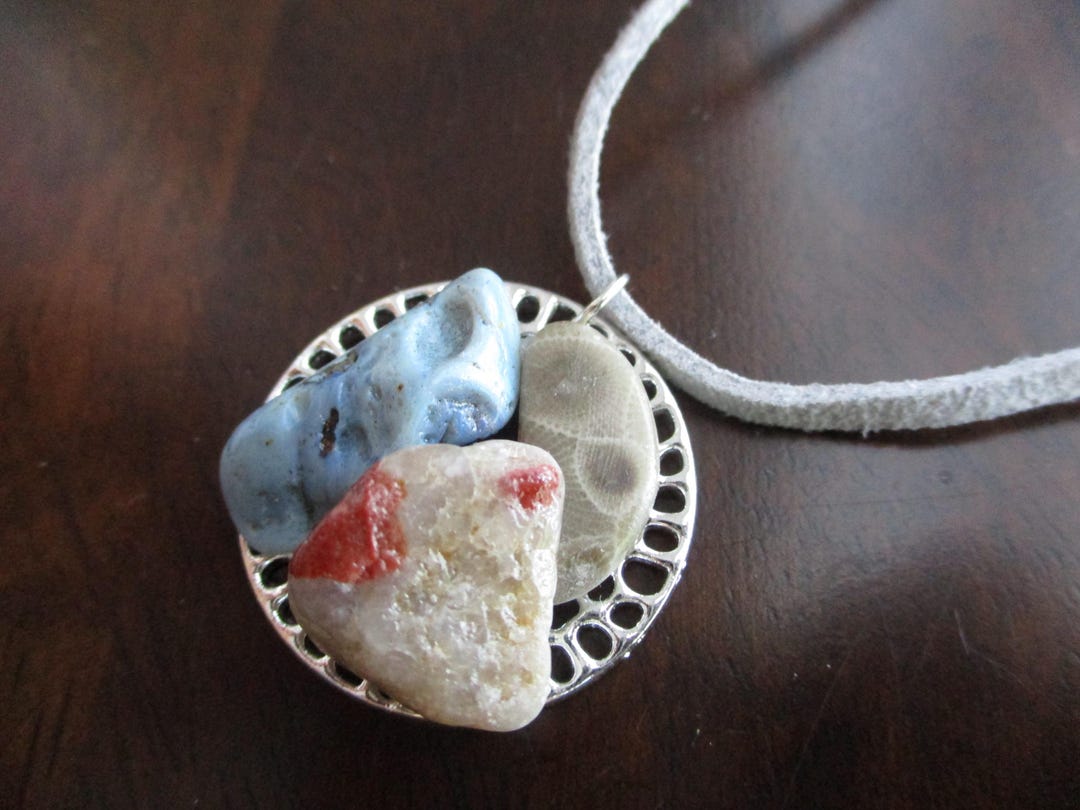 Leland Blue, Puddingstone and Petoskey Stone Necklace - Etsy