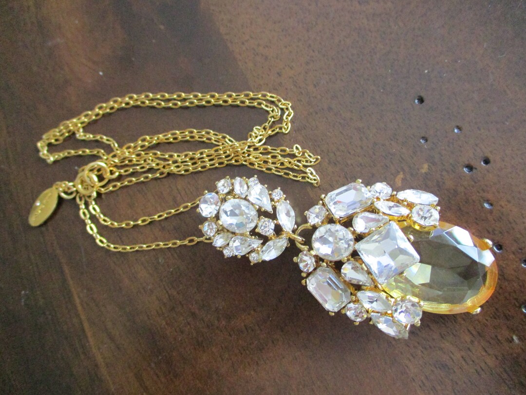 Vintage Rhinestone Moving Pendant by Ann Taylor - Etsy