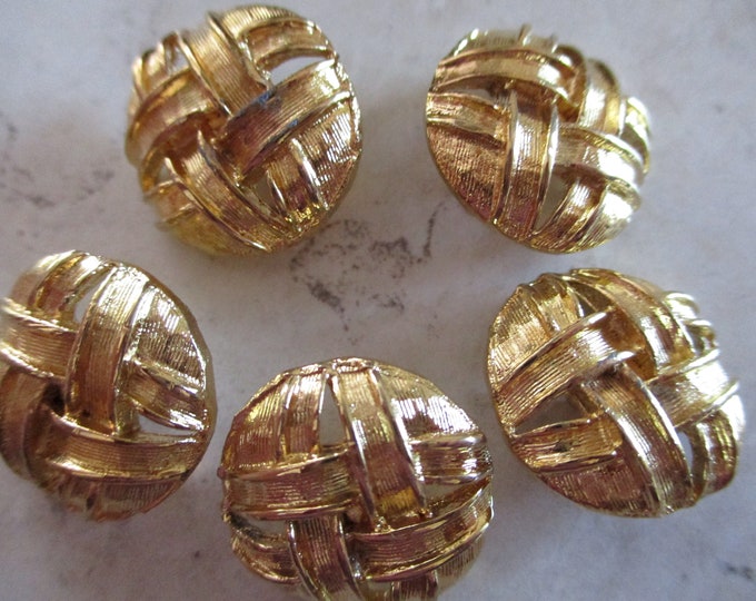Gold Metal Basket Weave Buttons Set - Etsy
