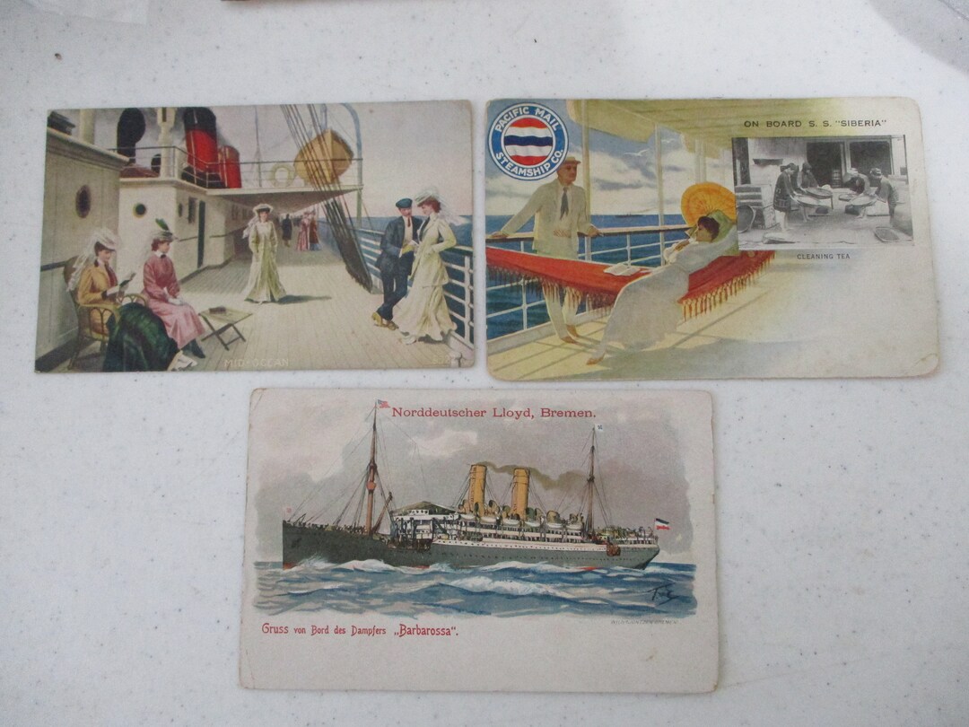 Antique Litho Steamship Postcards S.S. Siberia German - Etsy