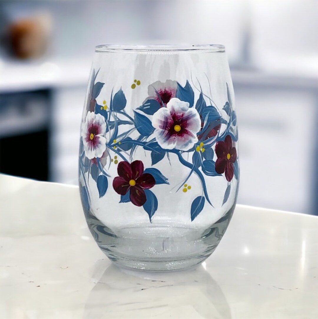 Painted Wine Glasses, Housewarming Gift, Pretty Wine Glasses, Gift for ...