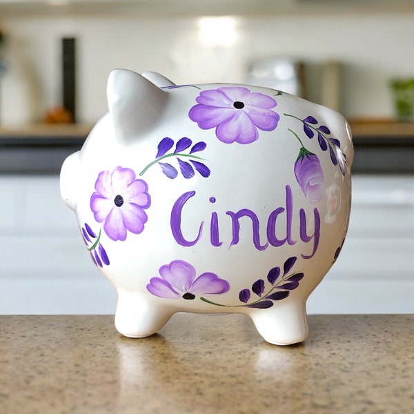 Purple Piggy Bank - Etsy