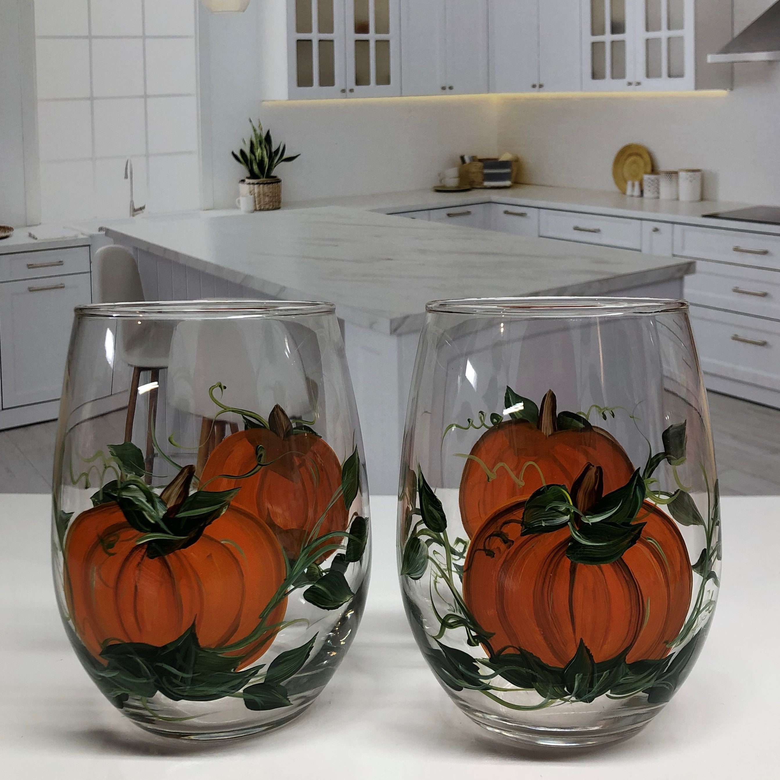 Painted Wine Glasses, Fall Wine Glasses, Personalized Gift, Pretty Wine ...