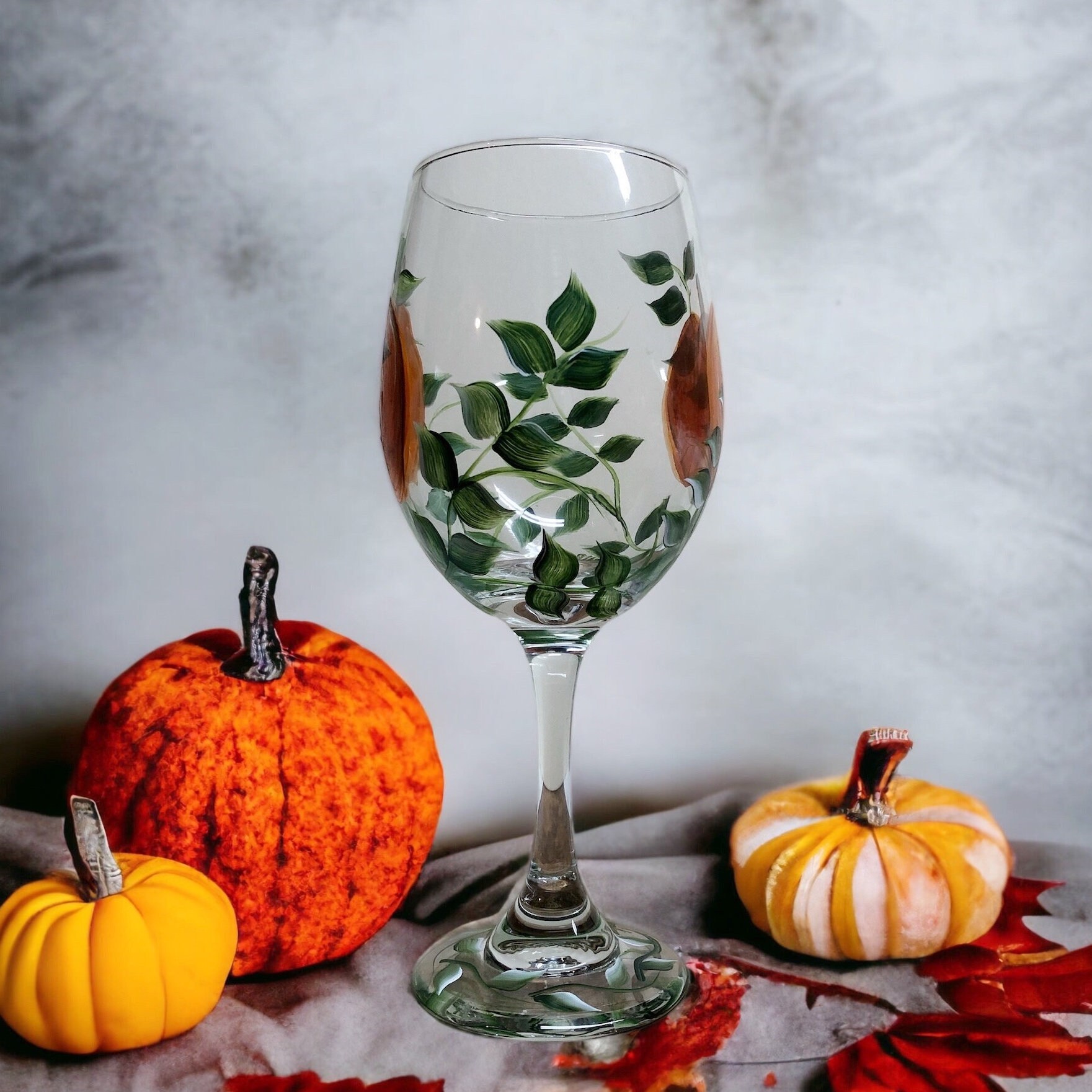 Painted Wine Glasses, Fall Wine Glasses, Thinking of You Gift, Wine ...
