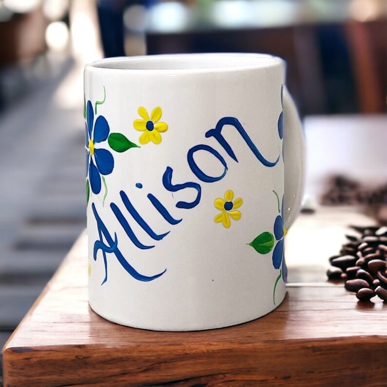 Hand Painted Custom Name Mug, Keepsake Gift for Coffee Lover, Birthday ...