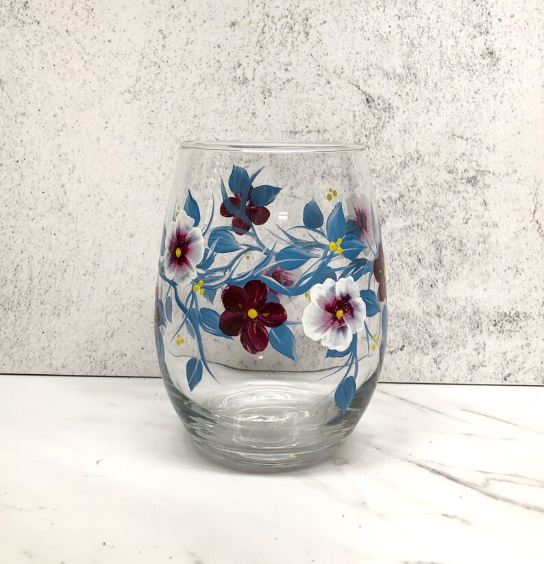 Painted Wine Glasses, Housewarming Gift, Pretty Wine Glasses, Gift for ...