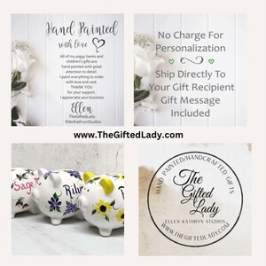 Floral Peach Piggy Bank, Personalized Bank, New Baby Gift, Shower Gift ...