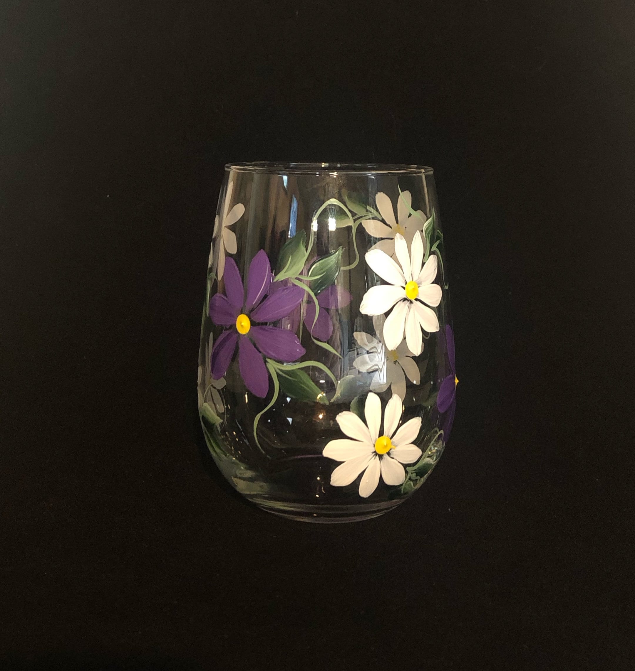 Painted Wine Glasses, Pretty Wine Glass, Daisy Wine Glasses, Hand ...