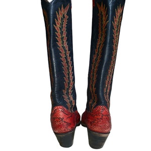 RARE LARRY MAHAN Red Vintage Leather Western Python Snakeskin Cowboy ...
