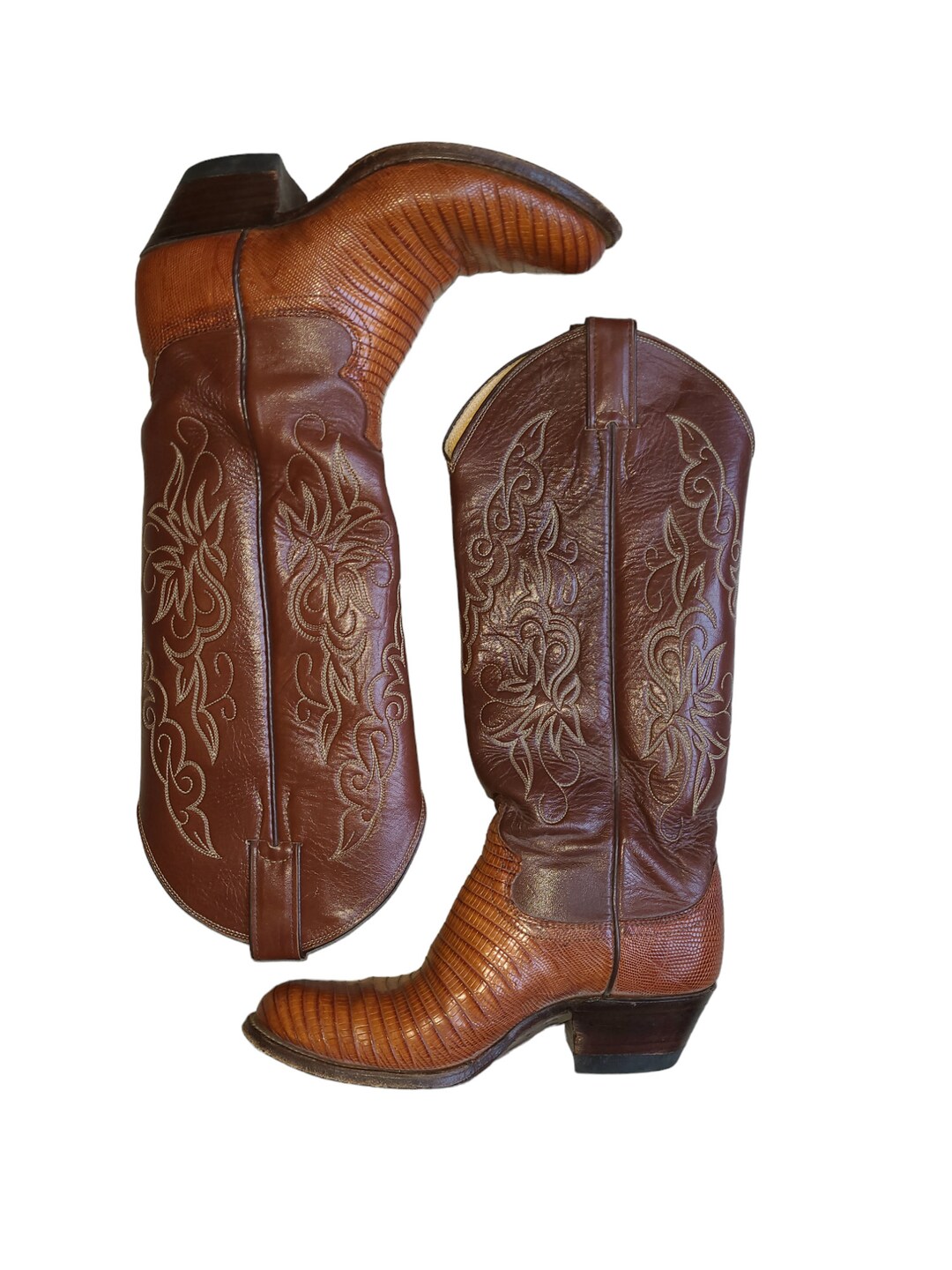 Vintage Cowboy Boots, Justin Roper Snake Skin Boot, Made in USA, Men's ...