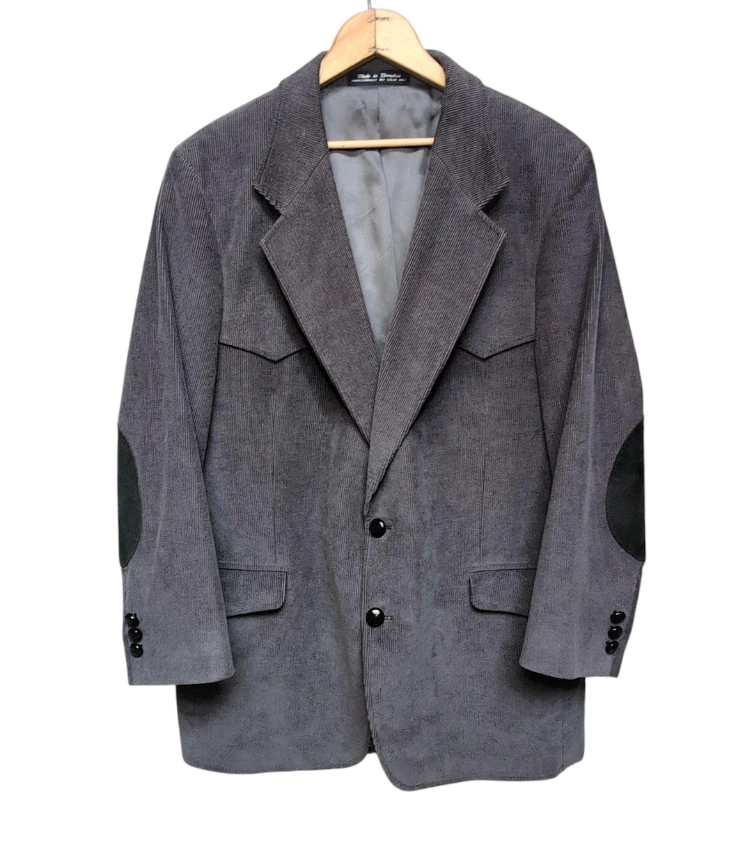 Vintage CCC Western Wear Gray Corduroy Sport Coat Jacket Suede Elbow ...