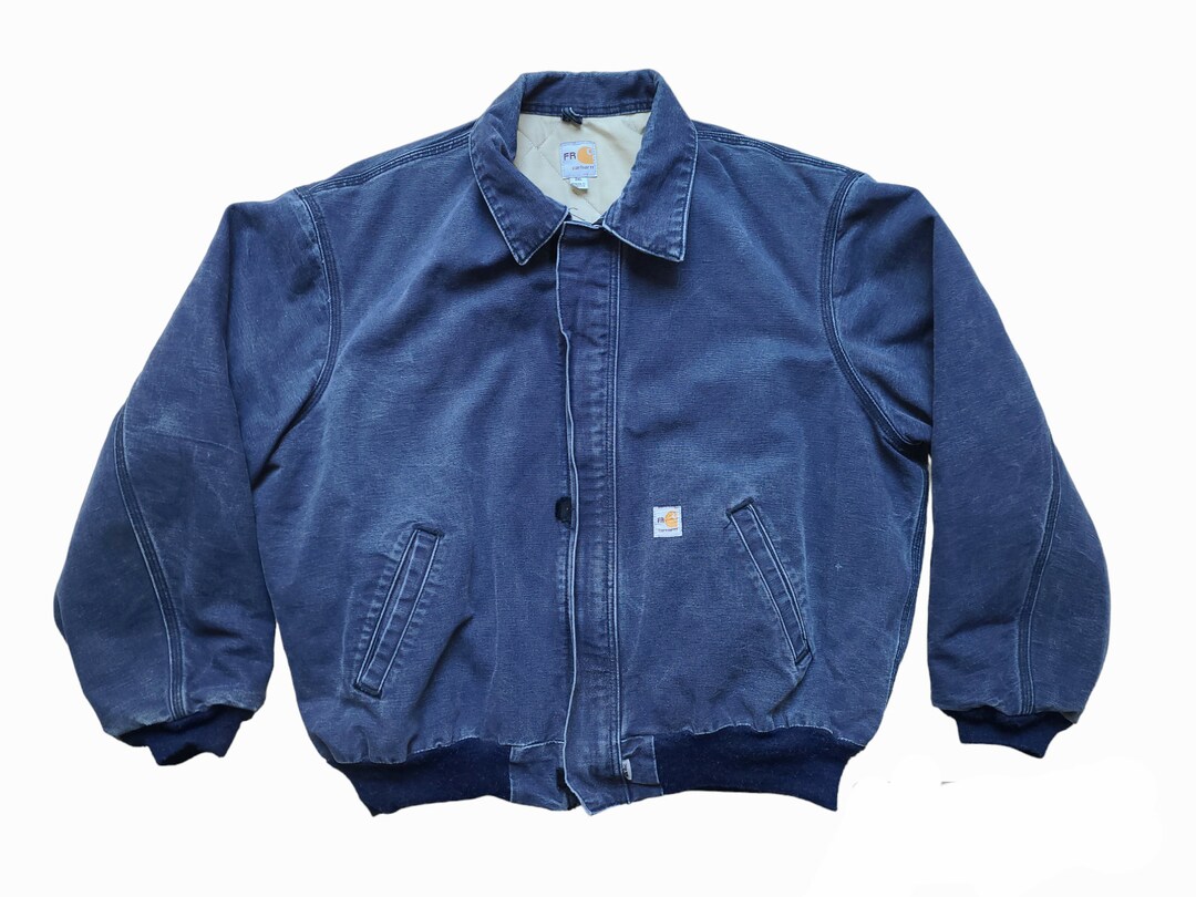 Vintage Carhartt Duck Jacket Blue Canvas Quilted Lining FRJ195 Men's ...