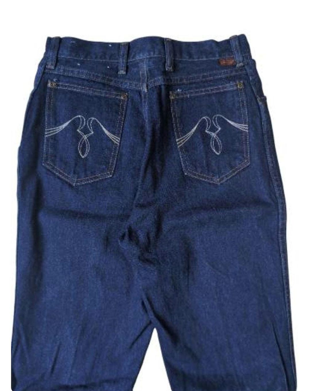 Vintage USA Wrangler High Waist Ranch Rodeo Blue Denim Jeans Women's ...