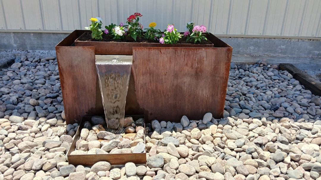 Corten Waterfall & Planter Combo - Etsy