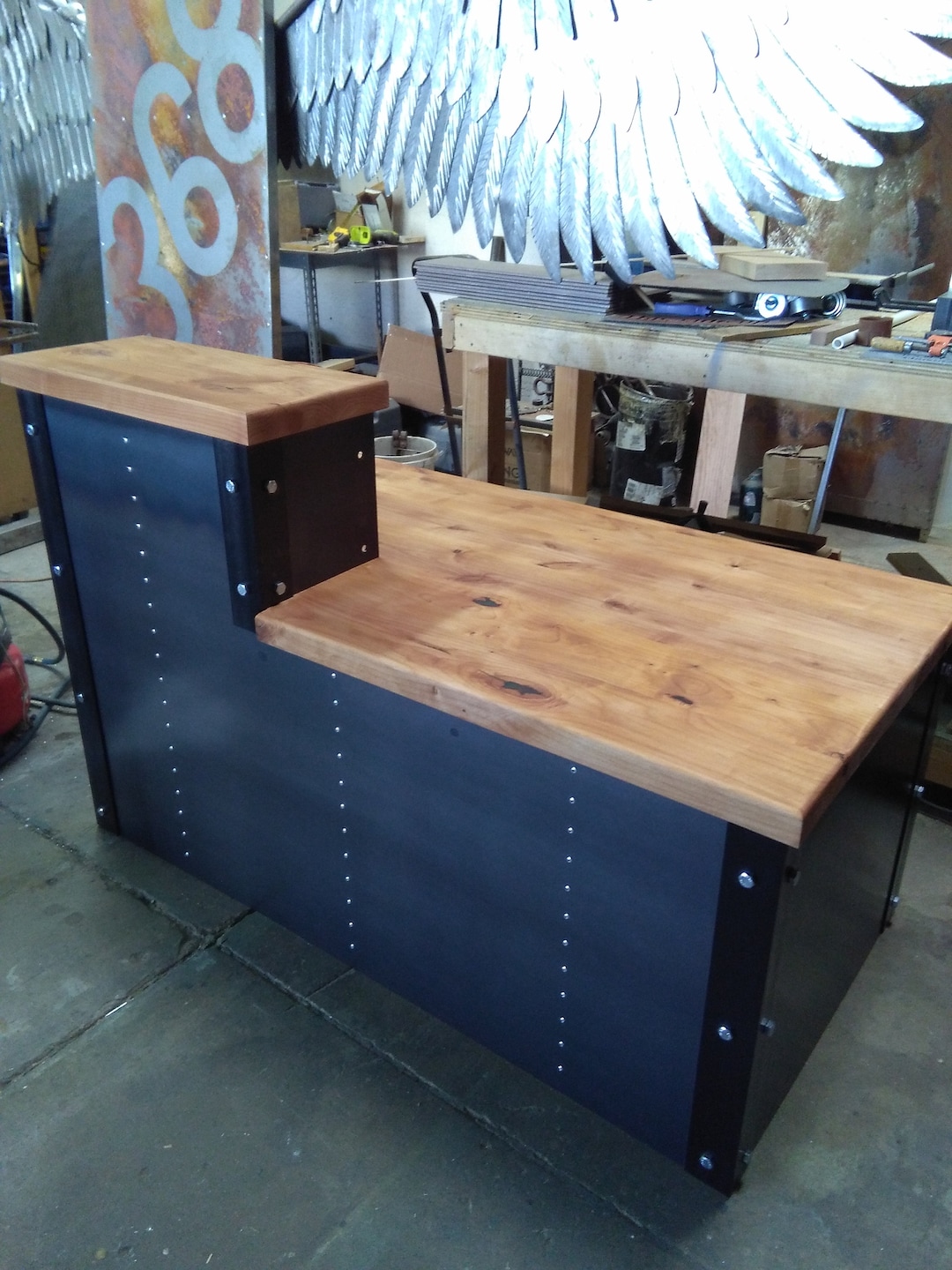 Industrial Style Reception Desk With Offset Countertop - Etsy