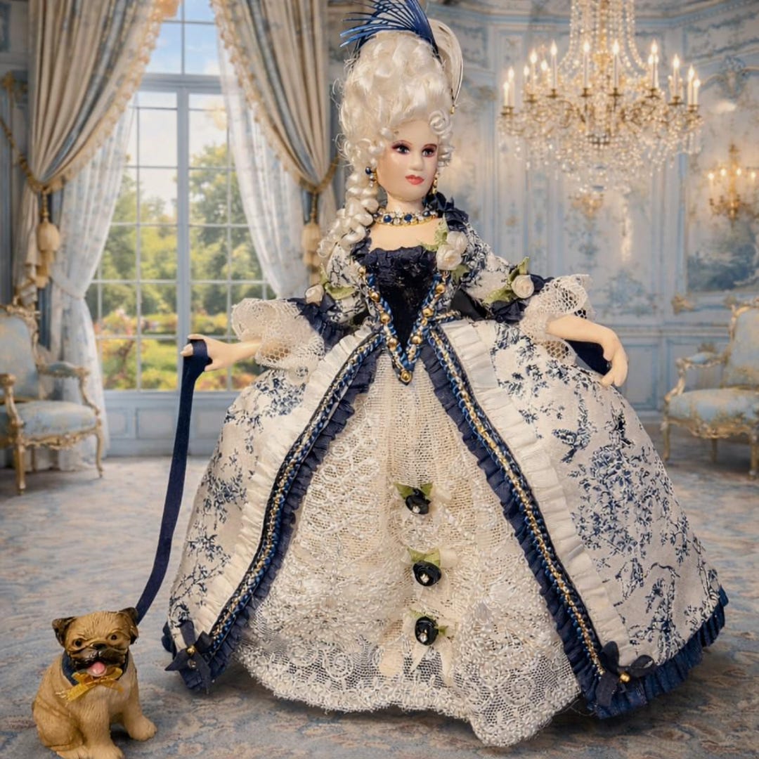 1:12 Miniature OOAK Porcelain Rococo Doll in Pure Silk Gown. - Etsy