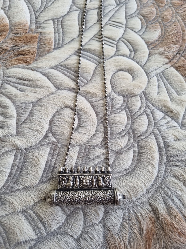 Old Indian Prayer Box Necklace, Old Silver Amulet Pendant. - Etsy