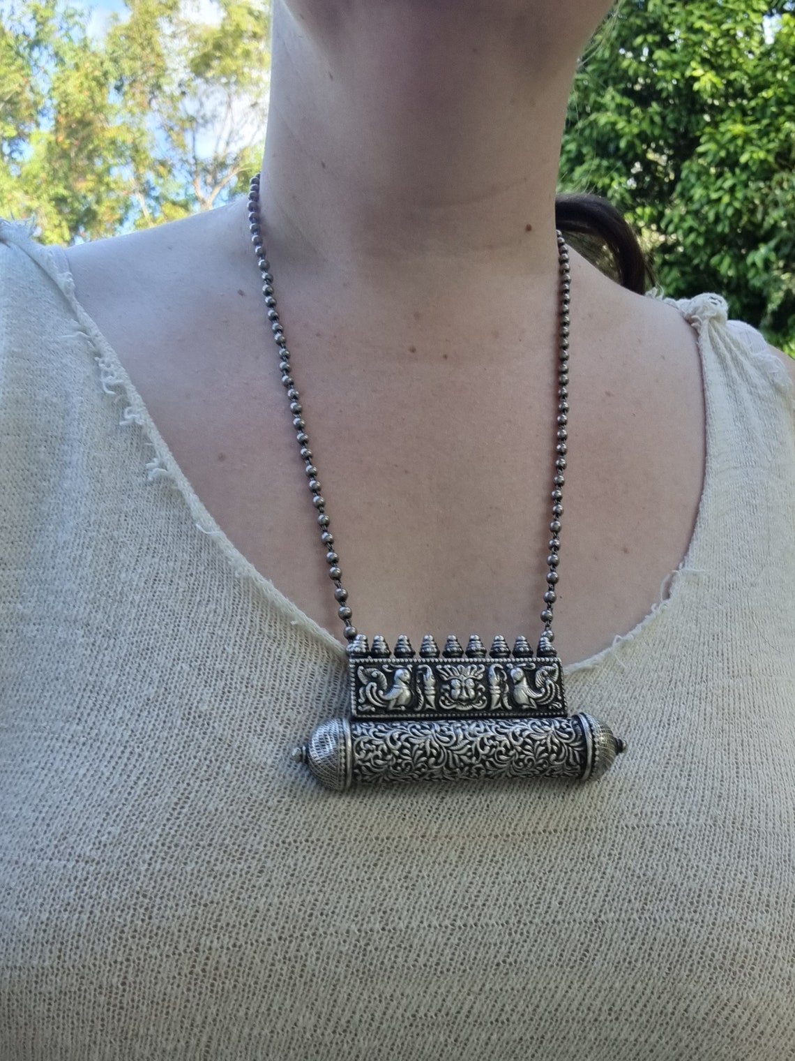 Old Indian Prayer Box Necklace, Old Silver Amulet Pendant. - Etsy