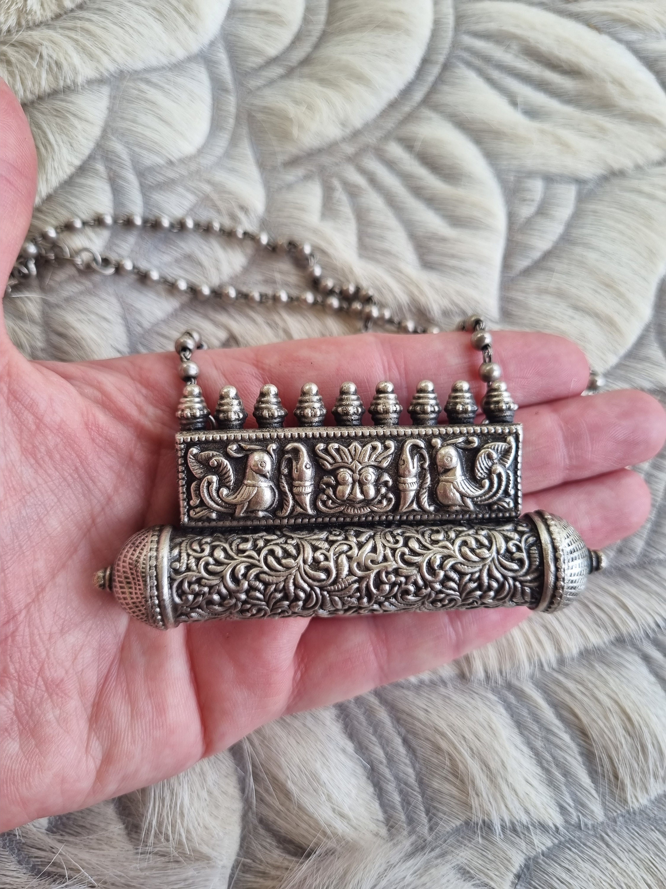 Old Indian Prayer Box Necklace, Old Silver Amulet Pendant. - Etsy