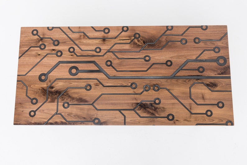 Resin Circuit Board Coffee Table, Hardwood With Metal Legs - Etsy