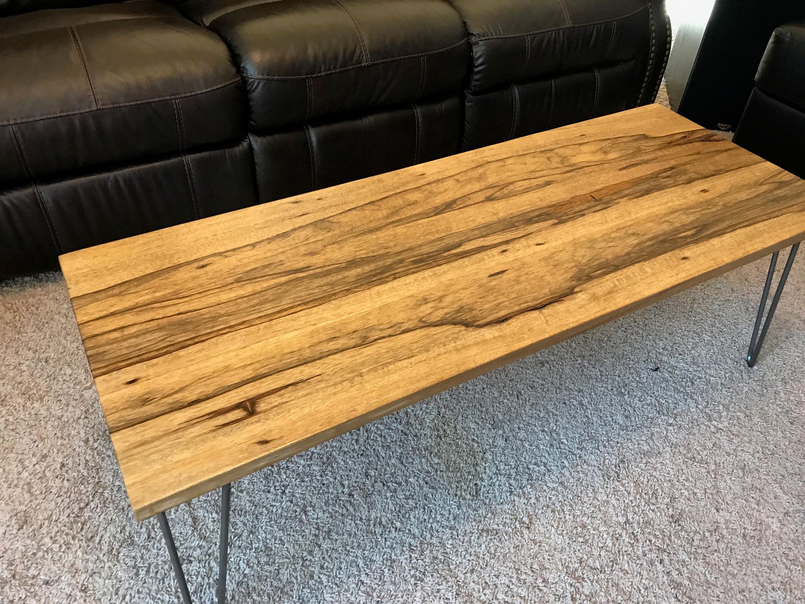 Black Limba Hardwood Coffee Table With Hairpin Legs - Etsy