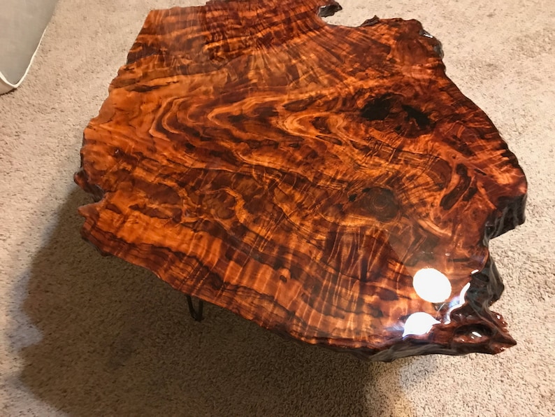 Highly Figured Curly Redwood Burl Live Edge Coffee Table - Etsy