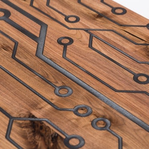 Resin Circuit Board Coffee Table, Hardwood With Metal Legs - Etsy