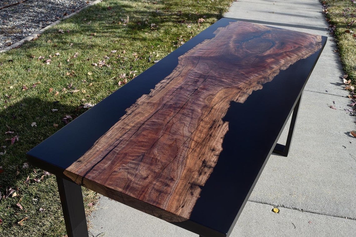 Stunning Black Walnut Epoxy Resin Cast Desk Office | Etsy