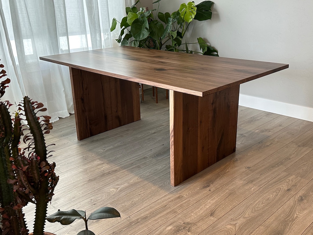Simple Modern Hardwood Dining Table With Solid Wood Legs - Etsy