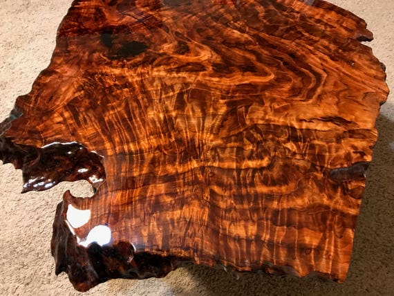 Highly Figured Curly Redwood Burl Live Edge Coffee Table Etsy UK