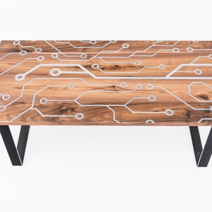 Resin Circuit Board Coffee Table, Hardwood With Metal Legs - Etsy