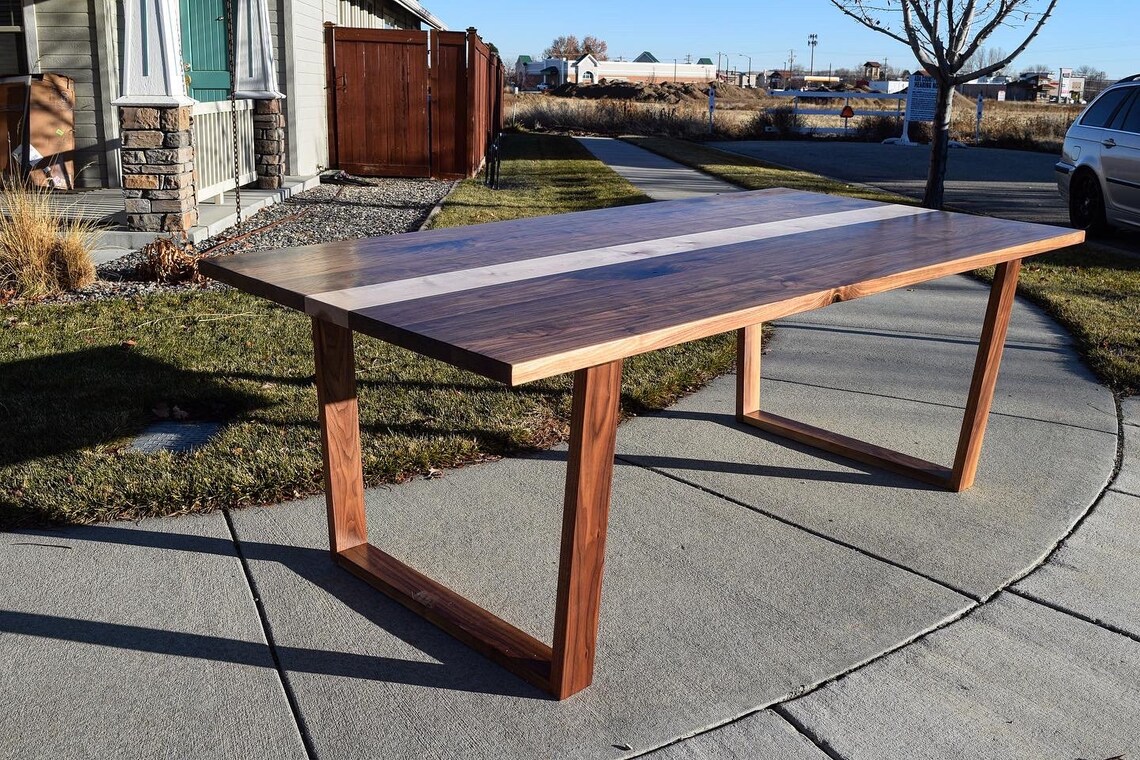 Black Walnut and Maple Dining Table With Matching Wood Legs - Etsy