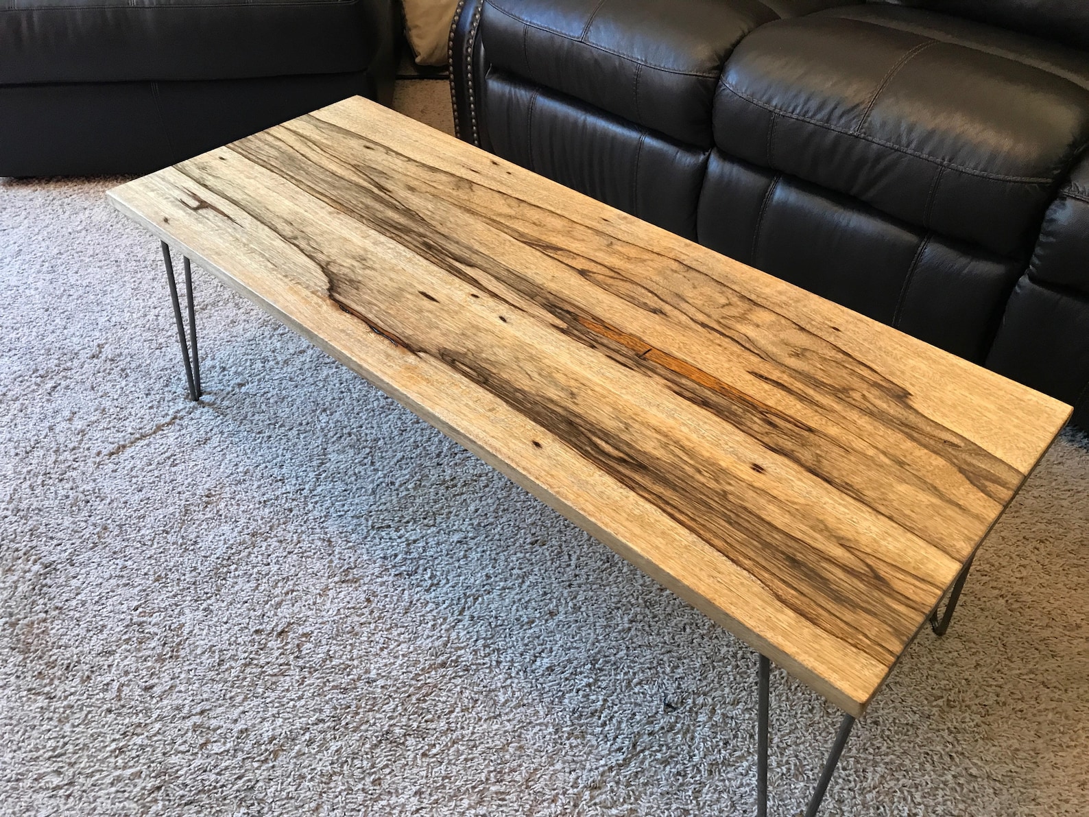 Black Limba Hardwood Coffee Table With Hairpin Legs - Etsy