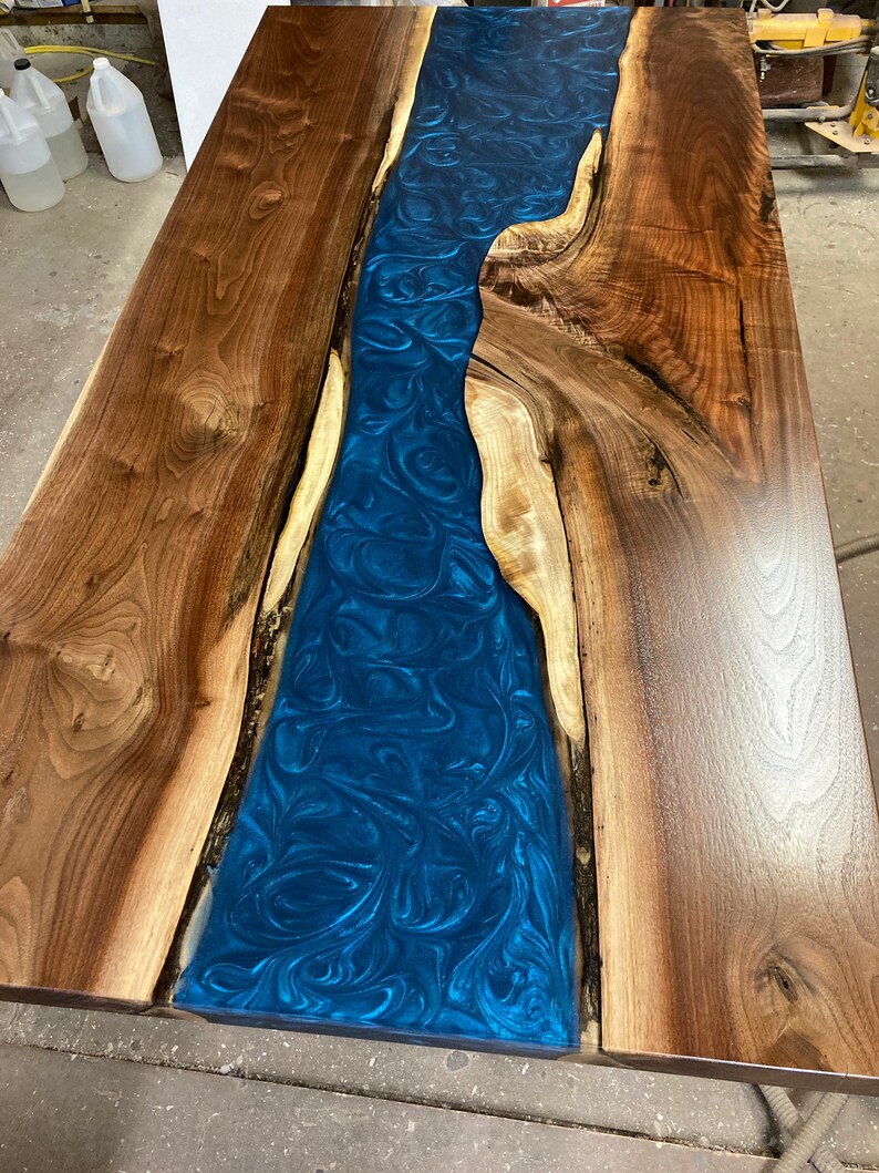 Black Walnut and Resin River Dining Table - Etsy