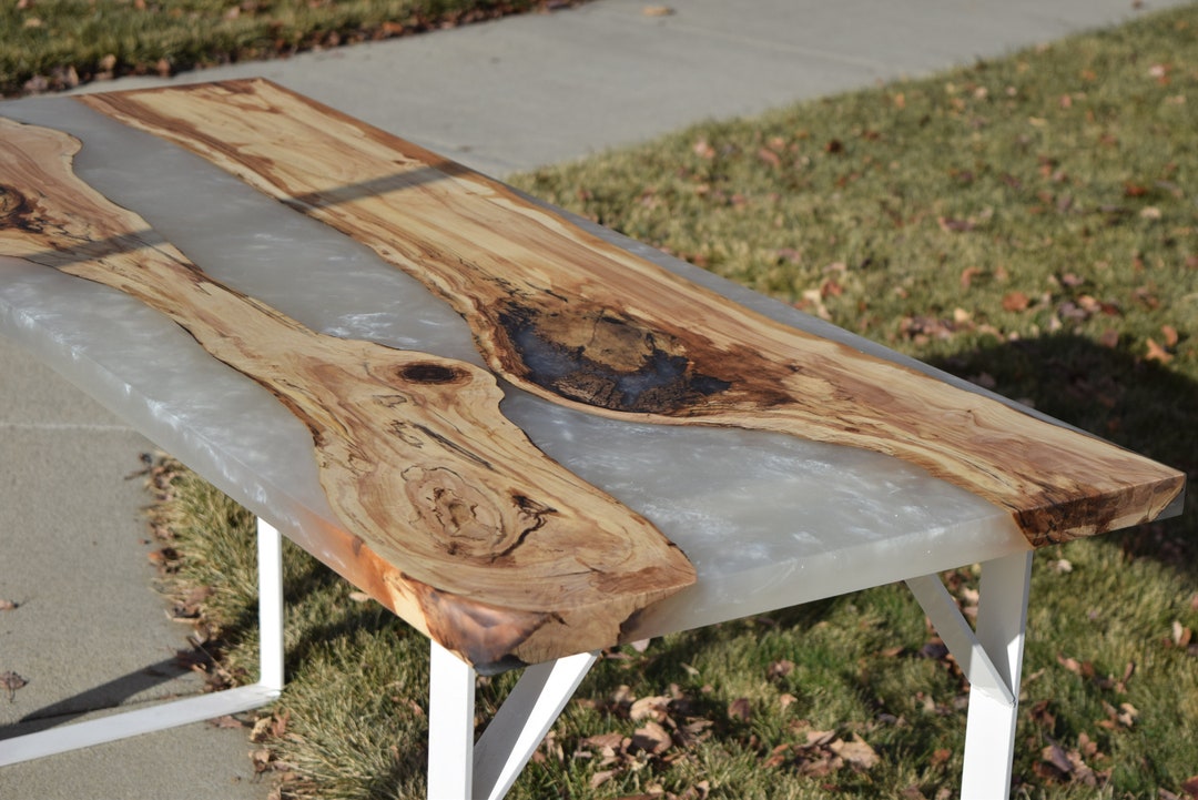 Spalted Birch Resin River Desk - Etsy