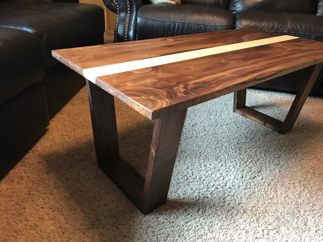 Black Walnut and Birdseye Maple Hardwood Coffee Table With Trapezoid ...