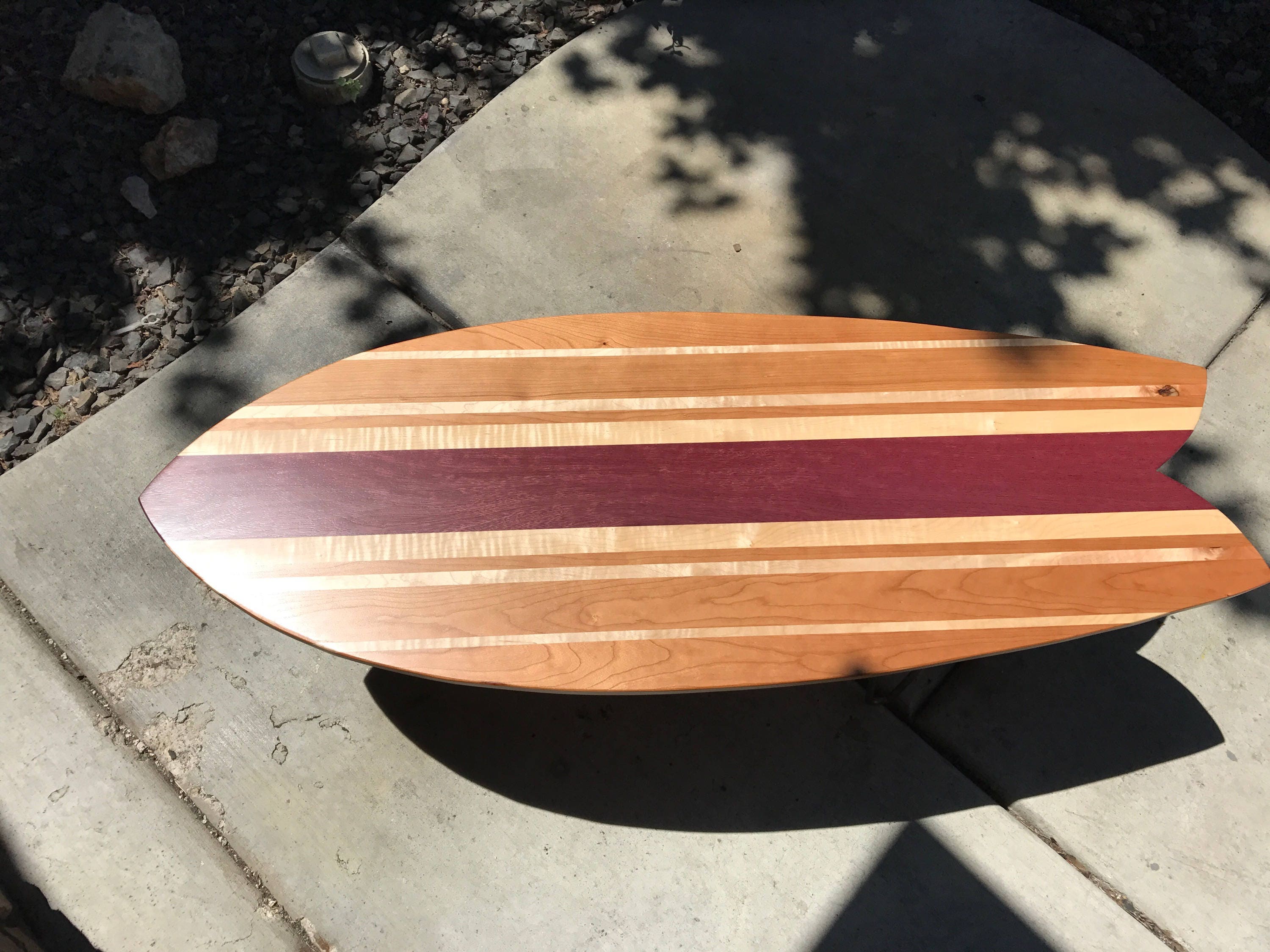 Hardwood Surfboard Coffee Table With Hairpin Legs Fishtail Multiple ...