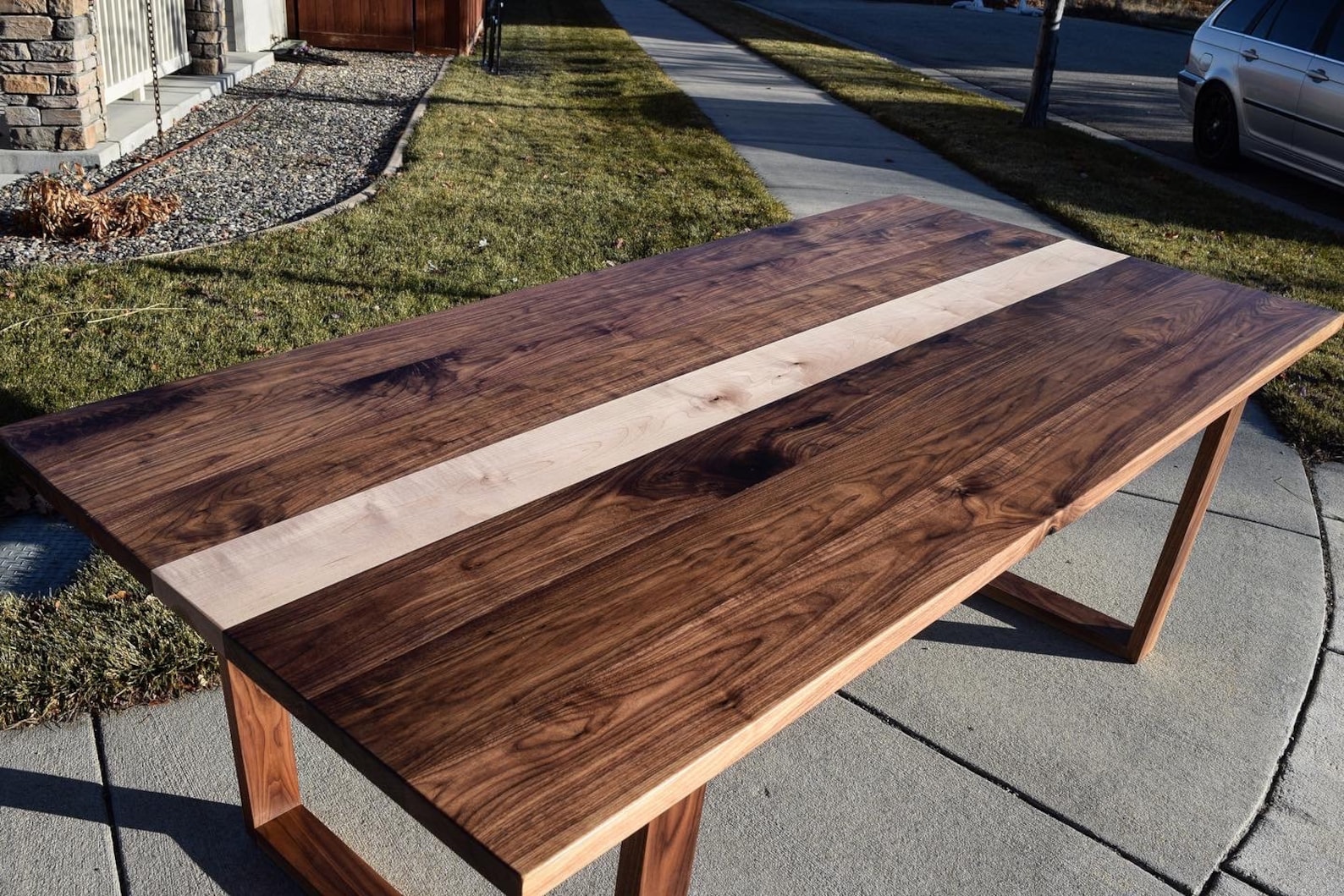 Black Walnut and Maple Dining Table With Matching Wood Legs - Etsy