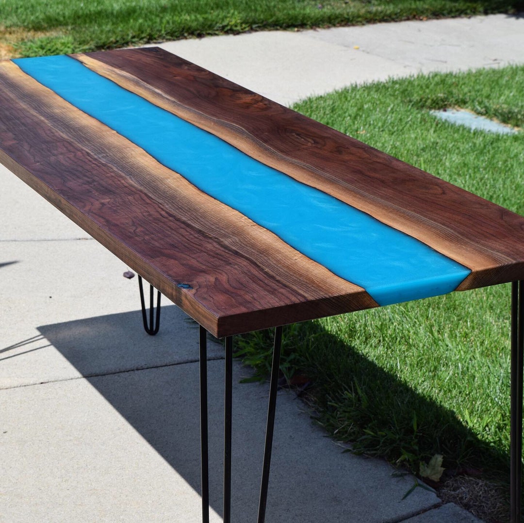 Stunning Black Walnut Epoxy Resin River Desk Office - Etsy